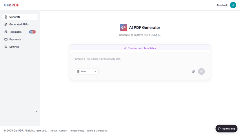 GenPDF – AI PDF Generator | Create Professional PDFs Instantly
