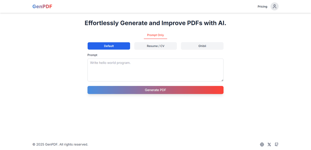 GenPDF – AI PDF Generator | Create, Edit & Chat with PDFs